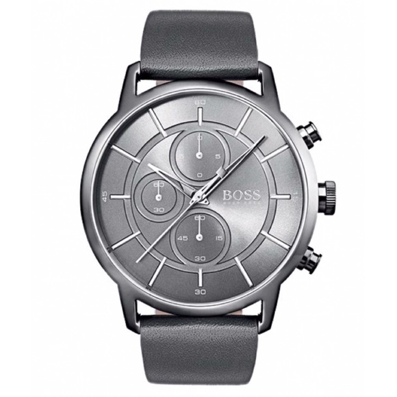 Hugo Boss | Accessories | Hugo Boss Chronograph Gray Leather Strap ...